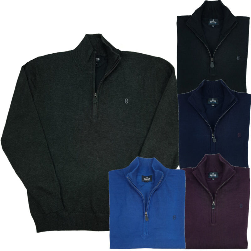 Maglione Maglioncino lupetto pullover uomo mezza zip taglie forti ...